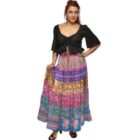 Sacred Threads | Skirts | New Sacred Threads One Size Colorful Tiered ...